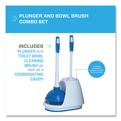 Turbo Plunger And Bowl Brush Set, 12.5" Plastic Handle, 6" Dia, White ...